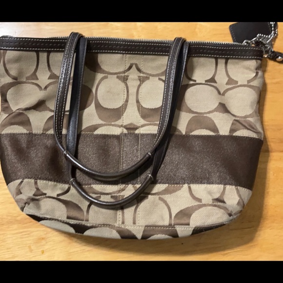 Coach | Bags | Coach Signature Stripe Tote Mahogany F3548 | Poshmark